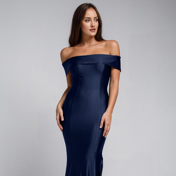 Amelia Couture | Dresses | New Long Lycra Off The Shoulder Sleeveless Sheath Dress With Zipper ...